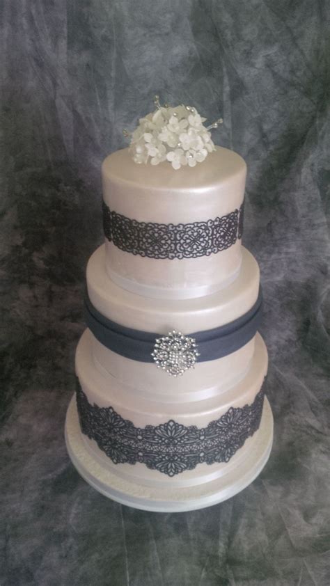 Three Tier Wedding Cake With Edible Lace