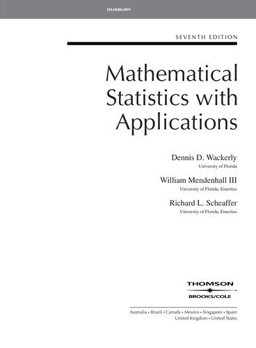 Mathematical Statistics With Applications By Dennis D Wackerly Open Library