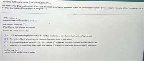 Solved Use The Fact That The Variance Of A Poisson