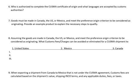 Solved Who Is Authorized To Complete The Cusma Certificate