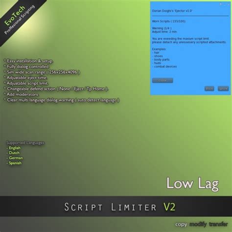 Second Life Marketplace Script Limiter V2 1