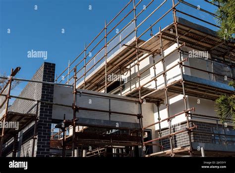Construction Site Scaffolding Around A New Building In Australia Nsw