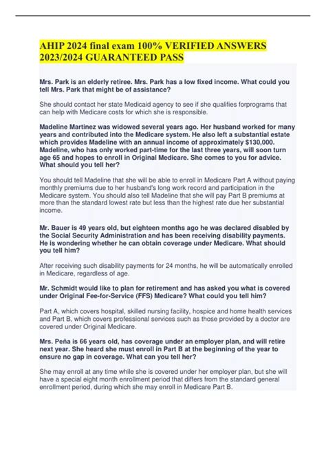 Ahip 2024 Final Exam 100 Verified Answers 2023 2024 Guaranteed Pass Ahip 2024 Exam Ahip 2024