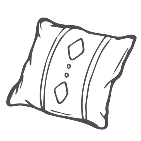Doodle Sofa Cushion For Comfort Vector Illustration With Black Contour Lines Isolated On White