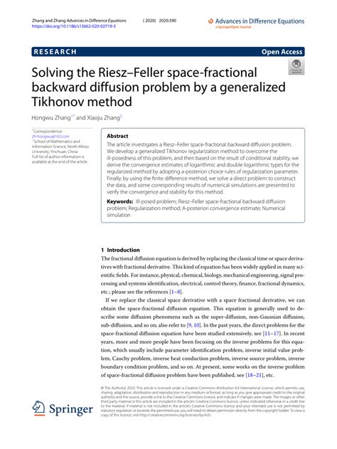 Pdf Solving The Riesz Feller Space Fractional Backward Diffusion Problem By A Generalized