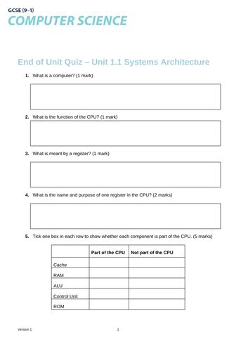j277 ocr gcse computer science 1 1 systems architecture end of unit