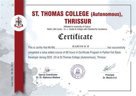 Harith Haridas On Linkedin Excited To Share That Ive Received My Python Full Stack Developer