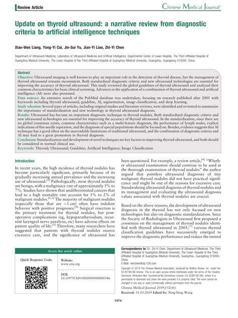 Pdf Update On Thyroid Ultrasound A Narrative Review From Diagnostic Criteria To Artificial