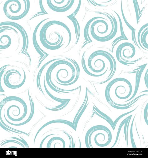 Seamless Vector Pattern Of Spirals Of Smooth Lines And Corners Of Turquoise Color Isolated On A