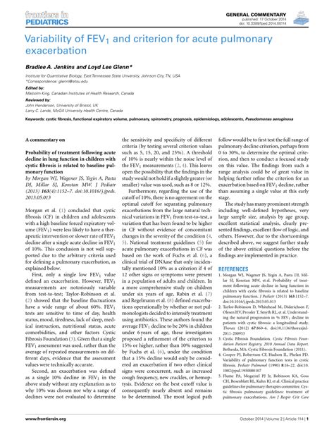 Pdf Variability Of Fev1 And Criterion For Acute Pulmonary Exacerbation