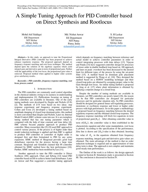 Pdf A Simple Tuning Approach For Pid Controller Based On Direct