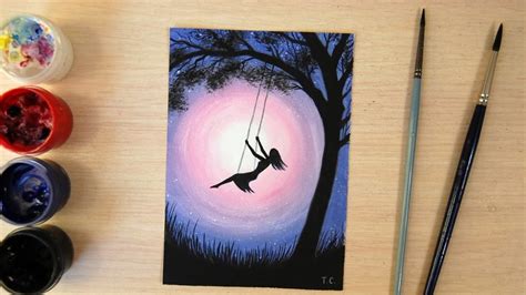 Як намалювати осінні гойдалки гуашшю Гарний і простий малюнок фарбами Ravlyk