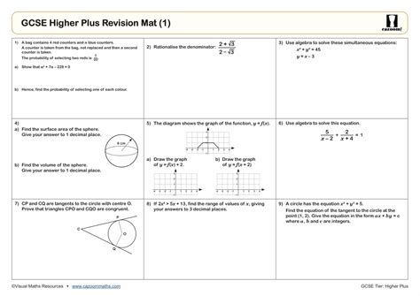 Gcse Higher Plus Revision Mat 1 Worksheet Printable Pdf Gcse Maths
