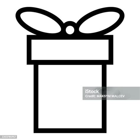만화 선물 상자 라인 아이콘입니다 선물 이나 선물 축 하 및 특별 판매를 제공 합니다 리본 리본이 있는 상자 검은색에 대한 스톡 벡터 아트 및 기타 이미지 Istock