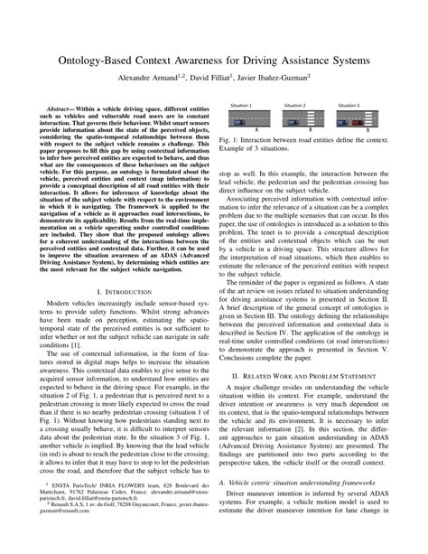 Pdf Ontology Based Context Awareness For Driving Assistance Systems