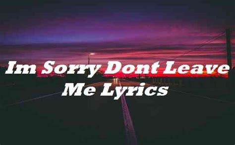 Im Sorry Dont Leave Me Lyrics Im Sorry Dont Leave Me Lyrics By By