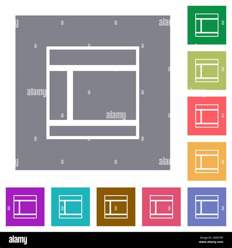 Two Columned Web Layout Outline Flat Icons On Simple Color Square Backgrounds Stock Vector Image