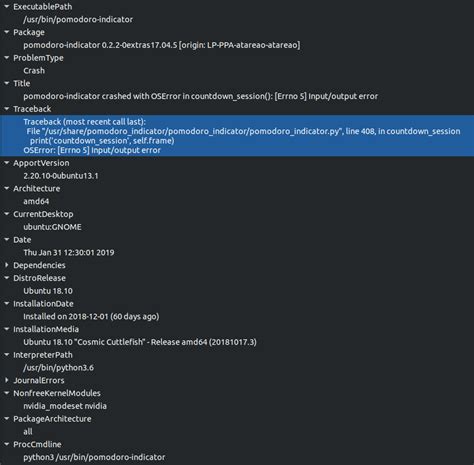 Errno 5 Inputoutput Error On Line 408 Pomodoroindicatorpy In