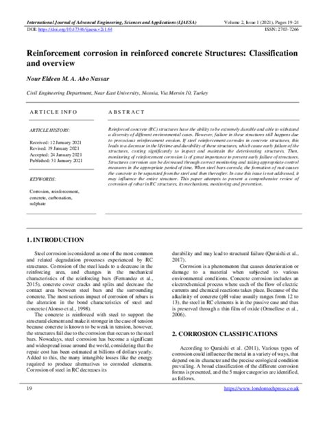 Pdf Reinforcement Corrosion In Reinforced Concrete Structures Classification And Overview