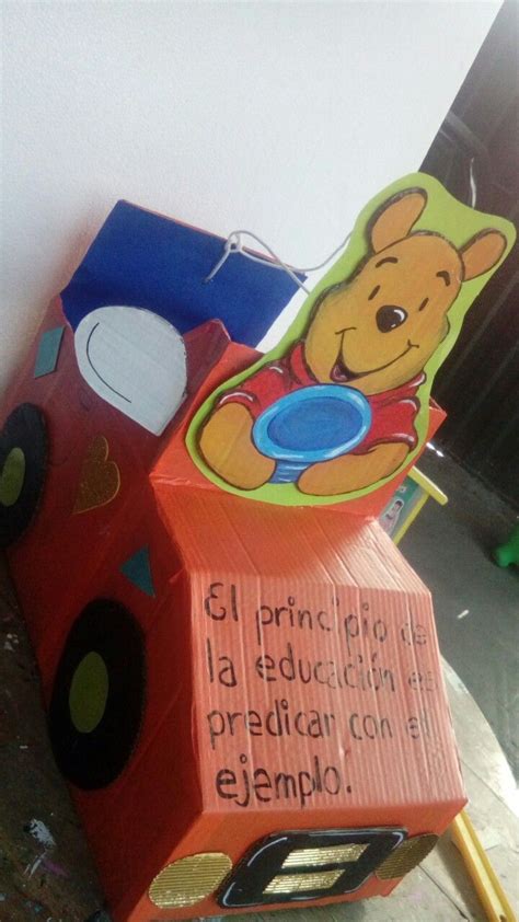 Carrito En Cartón Reciclado ♻ Para Niños 🚸 Con Personaje Infantil