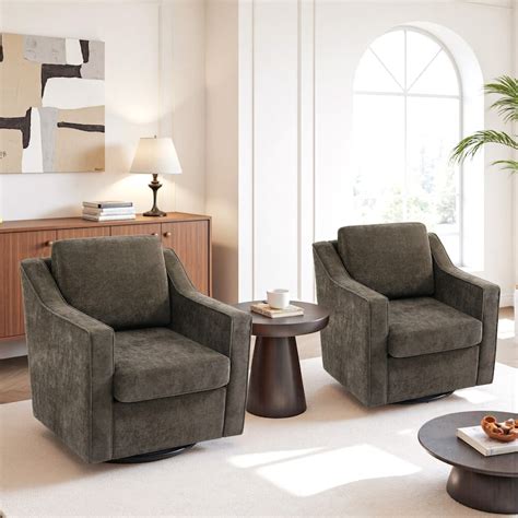 Modern Swivel Upholstered Armchair Accent Chair Set Of 2 Overstock