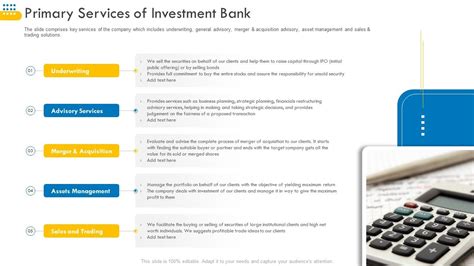 Pitch Deck For Venture Selling Trade Primary Services Of Investment