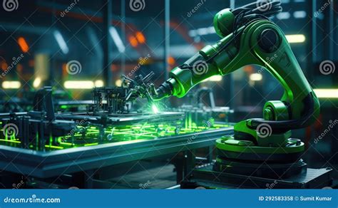 Robotic Arm Assembling A Circuit Board Royalty Free Stock Image