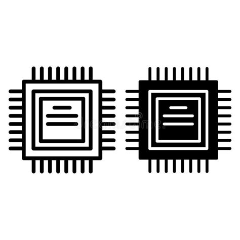 Processor Line And Glyph Icon Cpu Vector Illustration Isolated On White Stock Vector