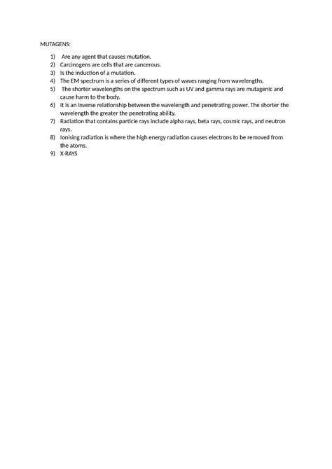 Mutagens Mutagens Are Any Agent That Causes Mutation Carcinogens Are Cells That Are