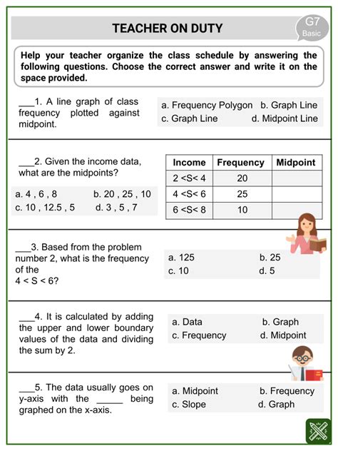 Frequency Polygon Themed Math Worksheets Aged 11 13