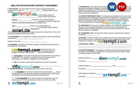 Free Advanced Real Estate Purchase Contract Assignment Template Word