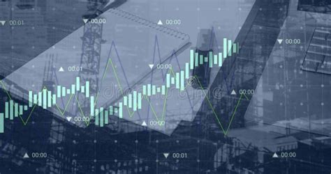 Animation Of Graphs With Numbers Moving Laptop And Papers And Buildings