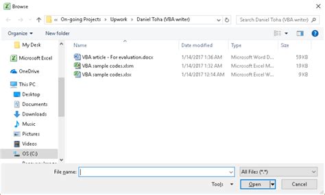 Using Application Filedialog In Microsoft Excel Vba Vba And Vb Net Tutorials Education And