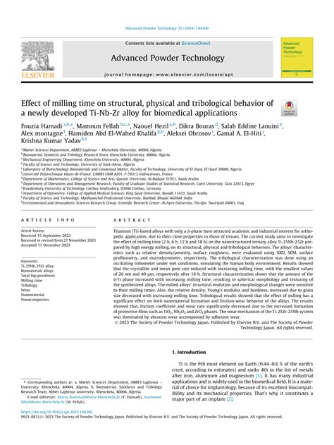 Pdf Effect Of Milling Time On Structural Physical And Tribological
