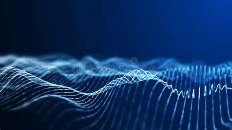 Big Data Stream Abstract Wave With Moving Dots Flow Of Particles Cyber Technology