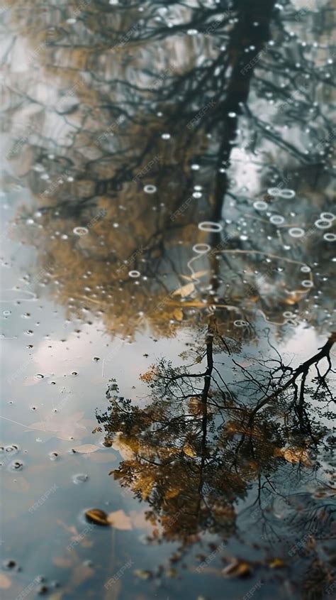 Raindrops On A Puddle Of Water Premium Ai Generated Image