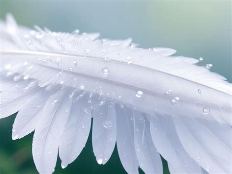 Premium Photo White Feather With Drops Of Dew
