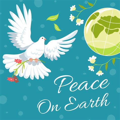 Peace On Earth White Dove Flying With Flower 17523390 Vector Art At