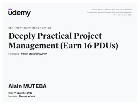 Alain Muteba Ilunga Kabongo Eng Pmp® Mba On Linkedin Udemy Course