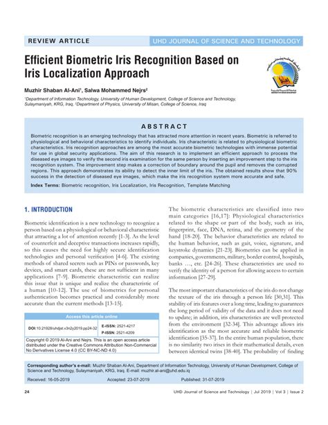Pdf Efficient Biometric Iris Recognition Based On Iris Localization