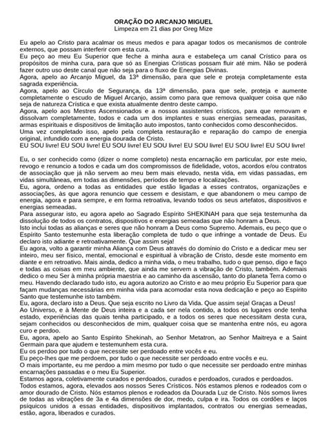 Oração De 21 Dias Com Arcanjo Miguel Pdf Deus Jesus