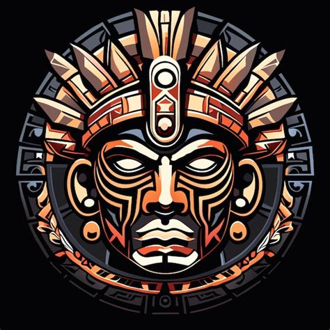 Premium Vector Aztec Faces Flat Style Vector Art