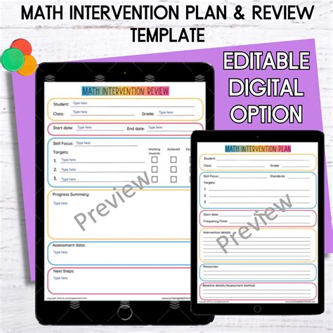 Freebie Math Intervention Plan And Review Templates For Rti Documentation Made By Teachers