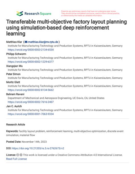 Pdf Transferable Multi Objective Factory Layout Planning Using Simulation Based Deep