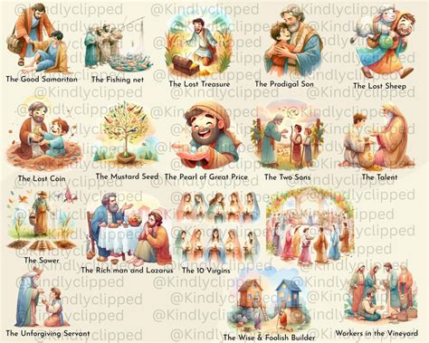 Watercolor Jesus Parables Clip Art Bible Stories Digital Download Etsy