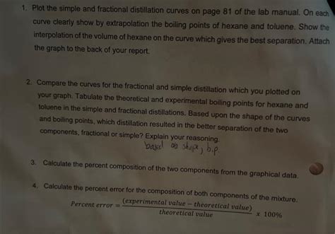 Solved 1 Plot The Simple And Fractional Distillation Curves