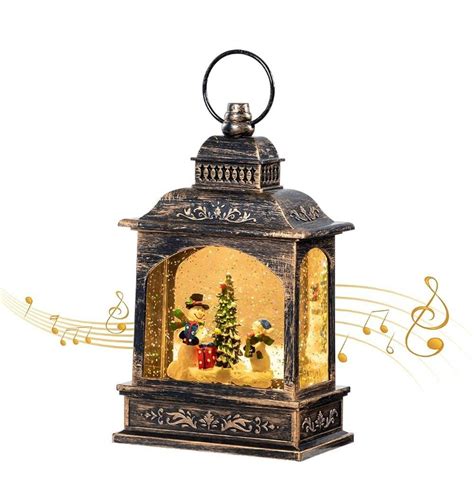 크리스마스 장식 스노우 글로브 랜턴 타이머 포함 Ubtkey 뮤지컬 조명 워터 랜턴 소용돌이 치는 반짝 티몬