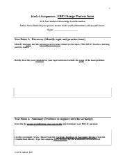 Assignment Week 6 EBP Change Process FORM 1 Docx 1 Week 6 Assignment