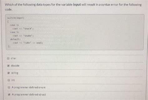 Solved Which Of The Following Data Types For The Variable Chegg