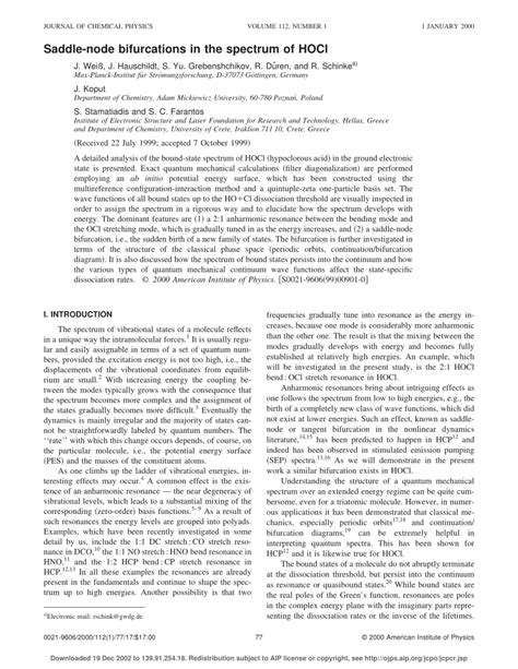 pdf saddle node bifurcations in the spectrum of hoci